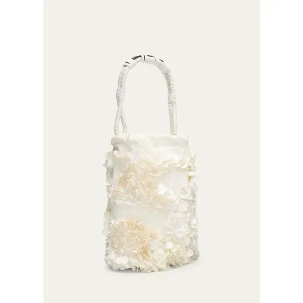Plan C Sequin Floral Applique Bucket Bag