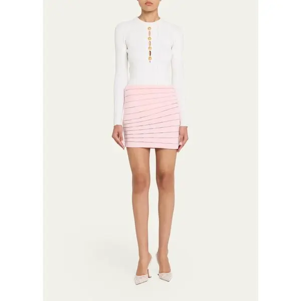 Balmain Flechange Knit Mini Skirt - Pink