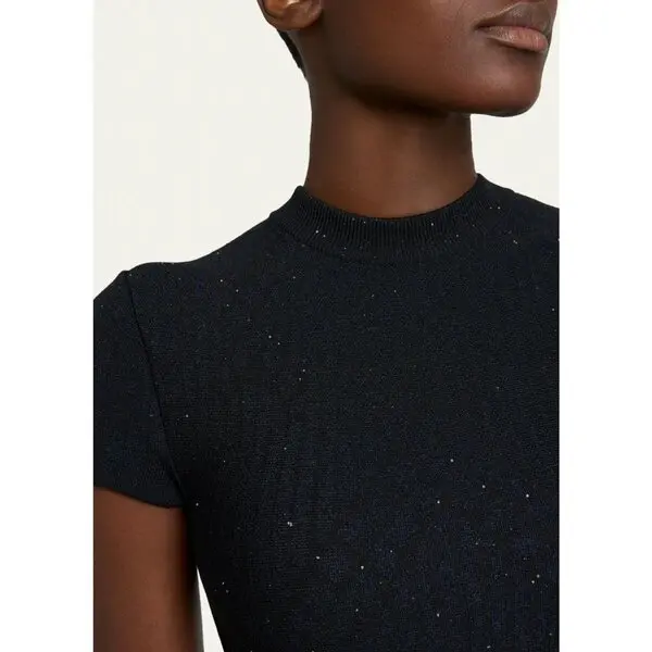 Balmain Short-sleeve Glittered Mini Dress