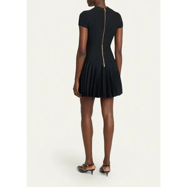 Balmain Short-sleeve Glittered Mini Dress