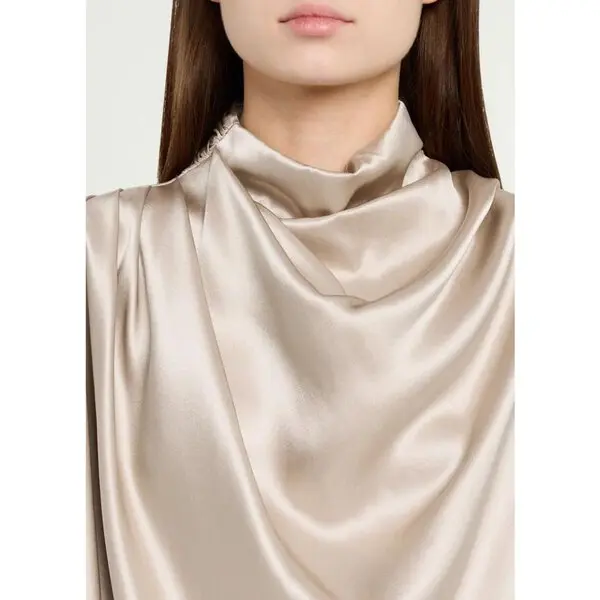 HEIRLOME Sybil Draped Silk Long-sleeve Top