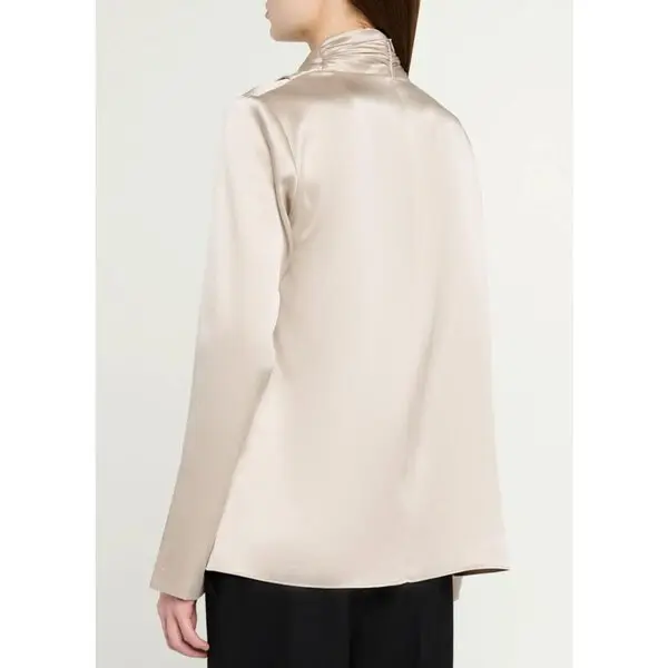 HEIRLOME Sybil Draped Silk Long-sleeve Top