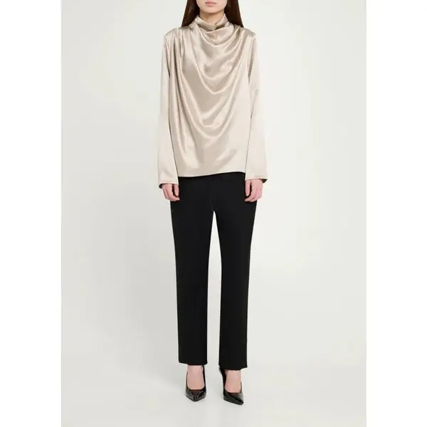 HEIRLOME Sybil Draped Silk Long-sleeve Top