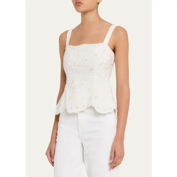 Simkhai Mckenna Embroidered Peplum-hem Top