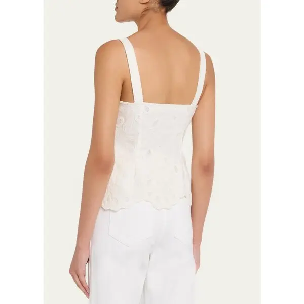 Simkhai Mckenna Embroidered Peplum-hem Top