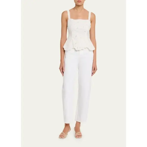 Simkhai Mckenna Embroidered Peplum-hem Top