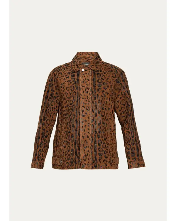 Kobi Halperin Lana Beaded Animal-print Suede Jacket