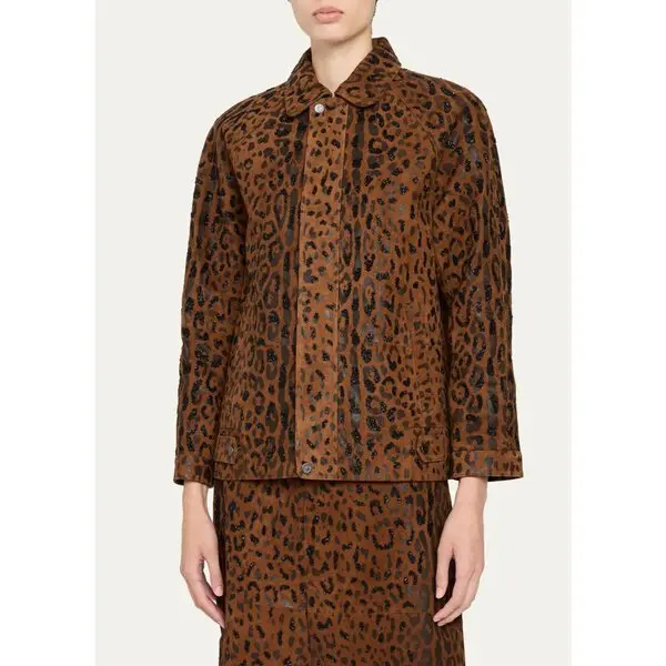 Kobi Halperin Lana Beaded Animal-print Suede Jacket