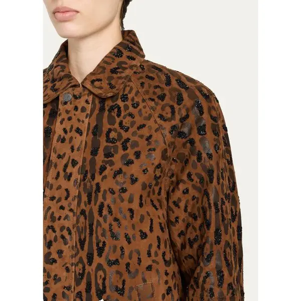 Kobi Halperin Lana Beaded Animal-print Suede Jacket