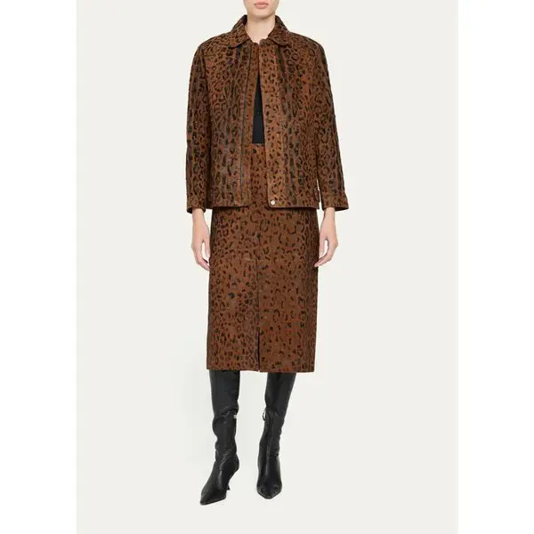 Kobi Halperin Lana Beaded Animal-print Suede Jacket