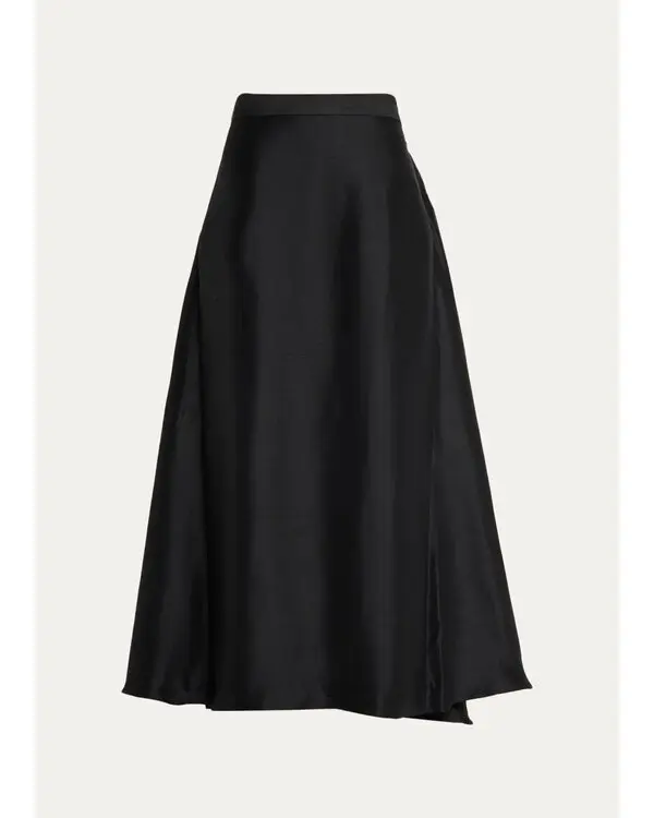 HEIRLOME Viola Silk Shantung Full Midi Skirt