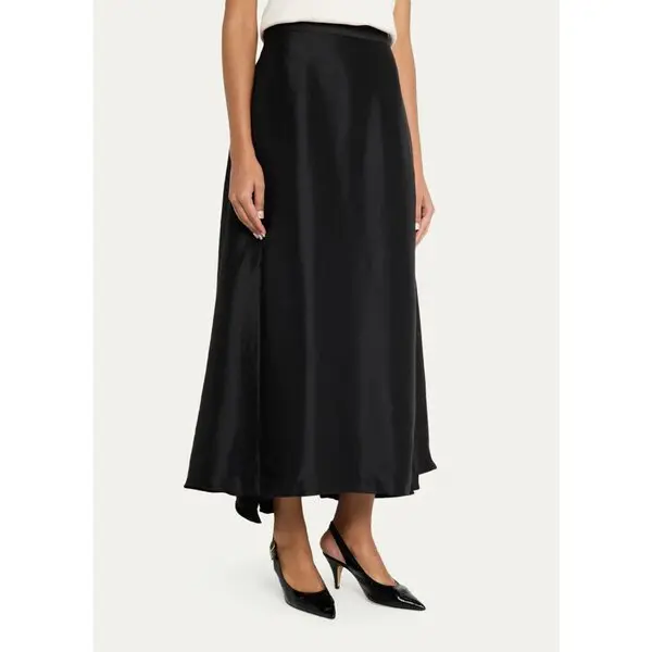 HEIRLOME Viola Silk Shantung Full Midi Skirt