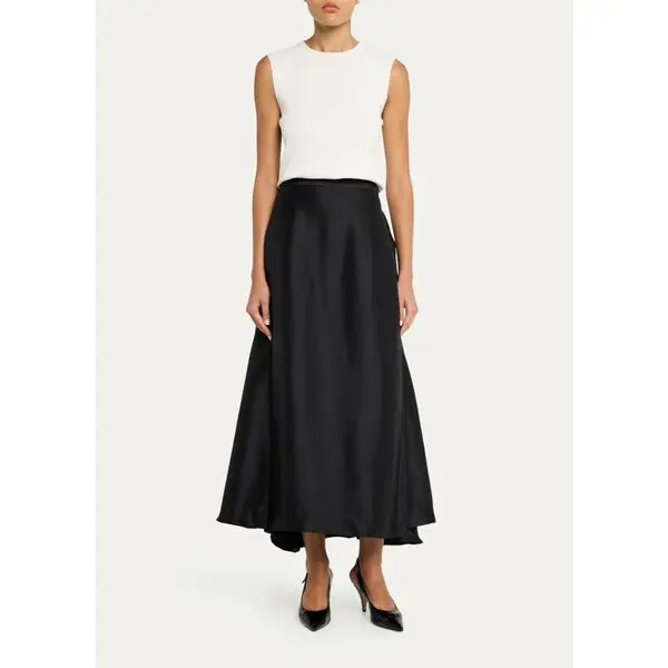 HEIRLOME Viola Silk Shantung Full Midi Skirt