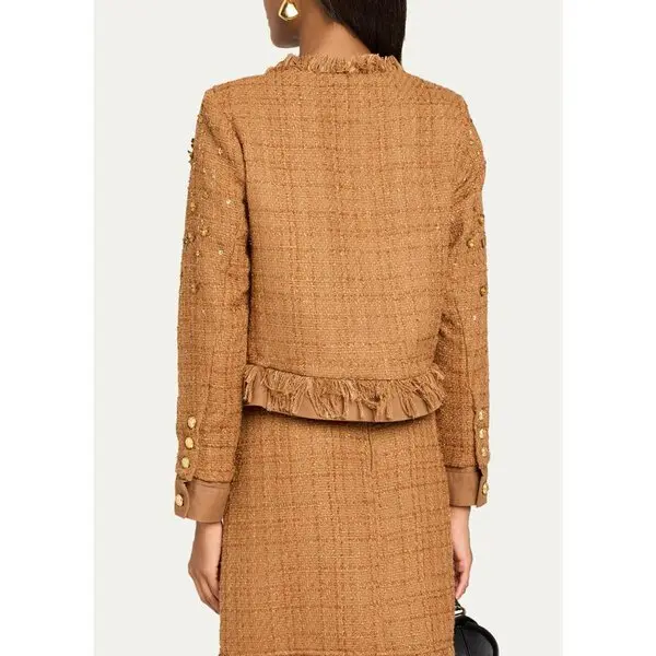 Kobi Halperin Marshall Embellished Tweed Jacket - Saddle