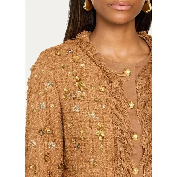 Kobi Halperin Marshall Embellished Tweed Jacket - Saddle