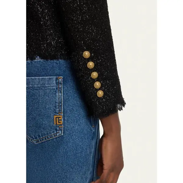 Balmain Buttoned Glitter Tweed Cardigan