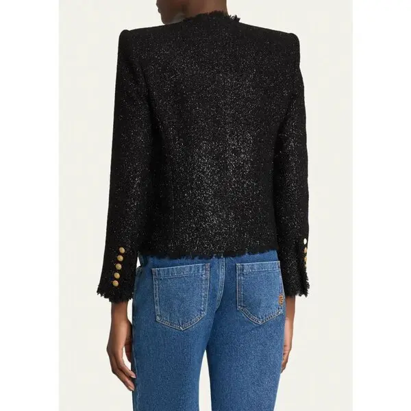 Balmain Buttoned Glitter Tweed Cardigan