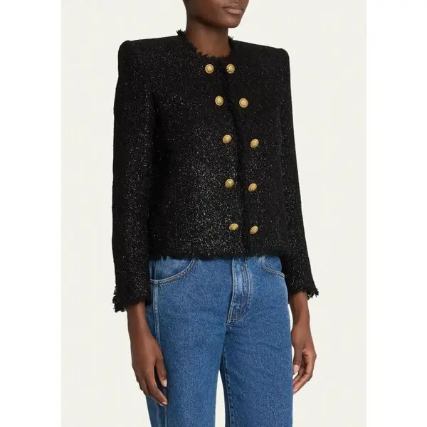 Balmain Buttoned Glitter Tweed Cardigan