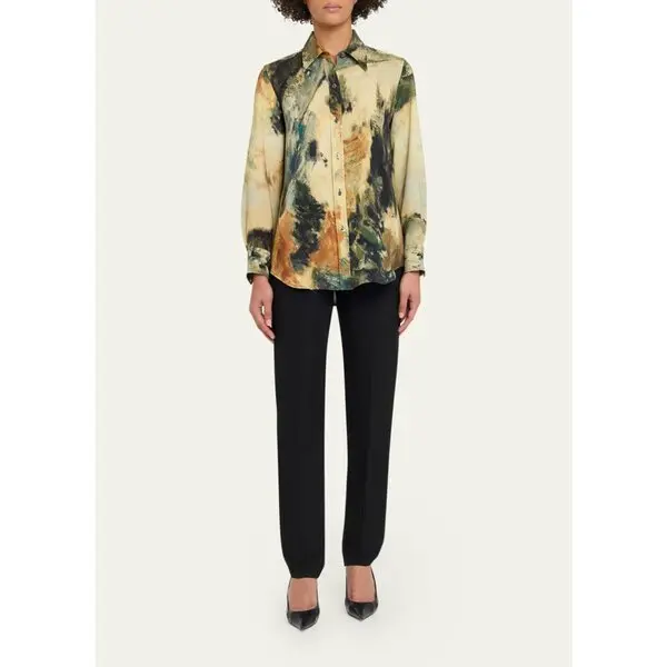 Libertine Modernist Landscape Silk Button-down Shirt