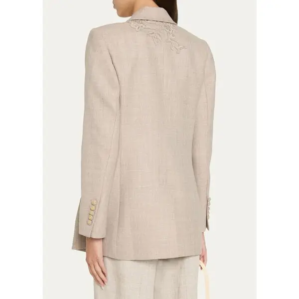 Kobi Halperin Violet Floral-embroidered Wool Jacket - Oat