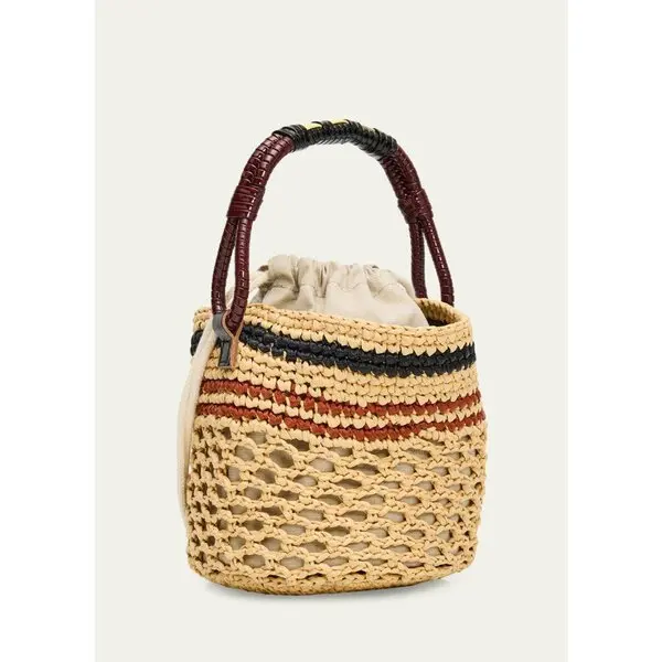 Plan C Woven Raffia Bucket Bag