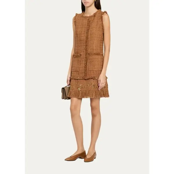 Kobi Halperin Rives Sequin-embellished Tweed A-line Mini Dress - Saddle