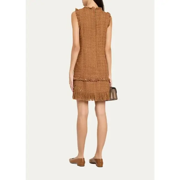 Kobi Halperin Rives Sequin-embellished Tweed A-line Mini Dress - Saddle