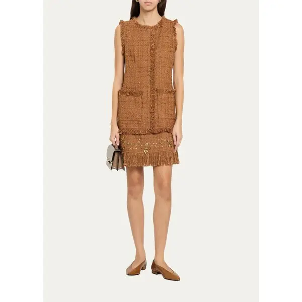 Kobi Halperin Rives Sequin-embellished Tweed A-line Mini Dress - Saddle
