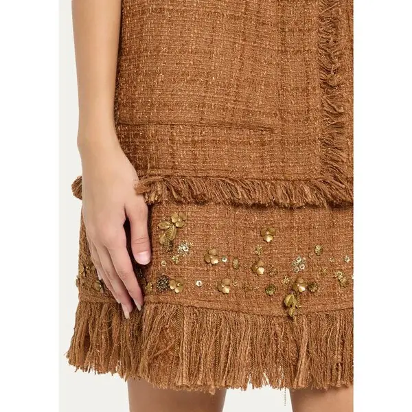 Kobi Halperin Rives Sequin-embellished Tweed A-line Mini Dress - Saddle
