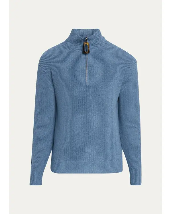 JW Anderson Wool And Cotton Rib Half-zip Sweater