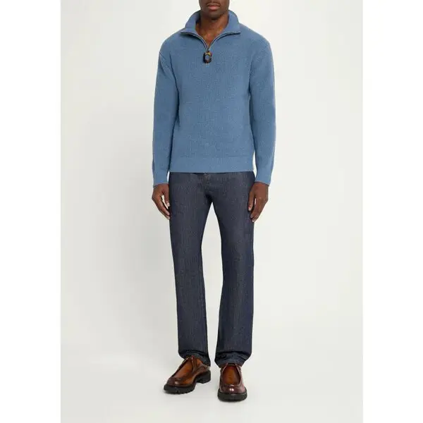 JW Anderson Wool And Cotton Rib Half-zip Sweater