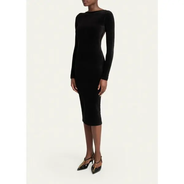 Balmain Embellished Open Back Long-sleeve Midi Dress