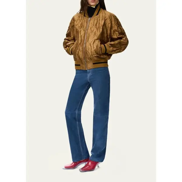 Loewe Satin Oversized Bomber Jacket - Toffee