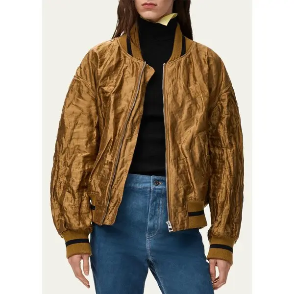 Loewe Satin Oversized Bomber Jacket - Toffee