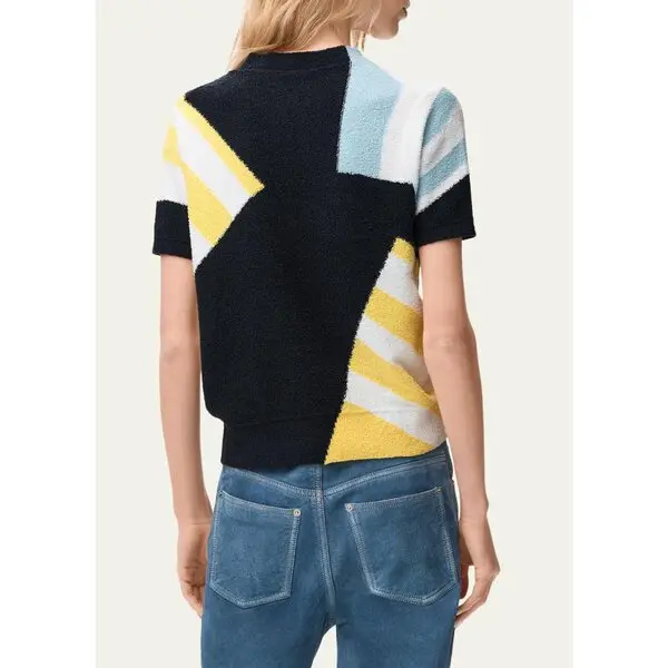 Loewe Striped Fuzzy Knit Short-sleeve Sweater