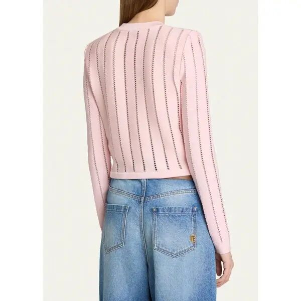 Balmain Buttoned Flechage Openwork Cardigan