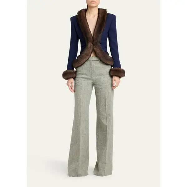 Valentino Garavani Wool Crepe Jacket With Shearling Trim