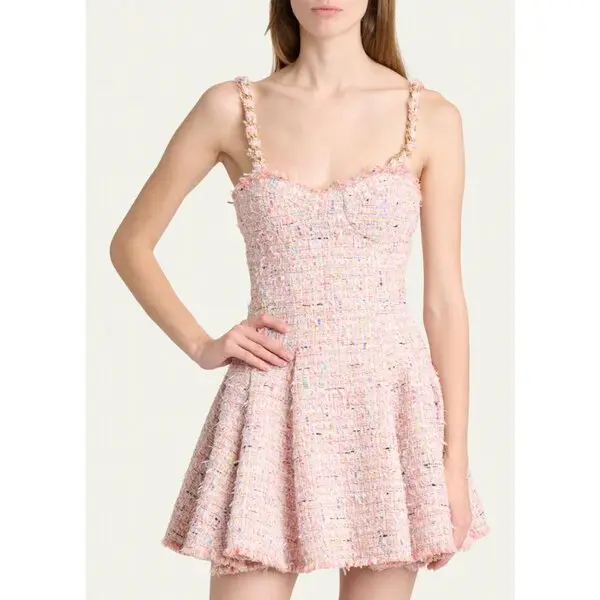 Balmain Tweed Sleeveless Flared Mini Dress