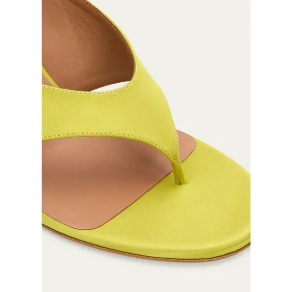 Alaïa 75mm Cube Satin Thong Wedge Sandals - Lime
