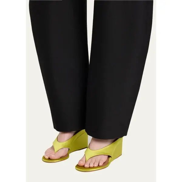 Alaïa 75mm Cube Satin Thong Wedge Sandals - Lime