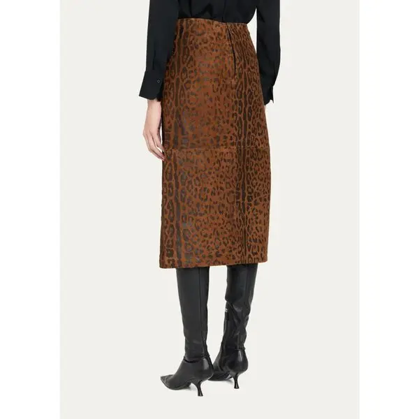 Kobi Halperin Melissa Beaded Leopard Suede Midi Skirt