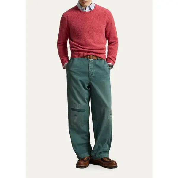 Polo Ralph Lauren Suede-patch Wool-cashmere Sweater - Red