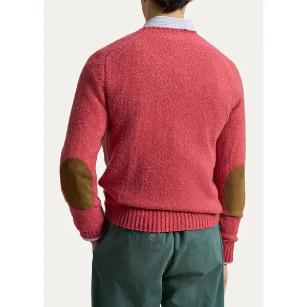 Polo Ralph Lauren Suede-patch Wool-cashmere Sweater - Red