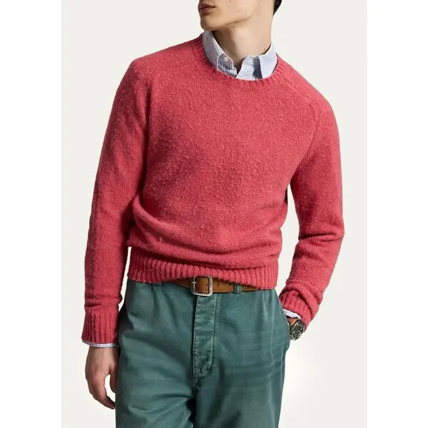 Polo Ralph Lauren Suede-patch Wool-cashmere Sweater - Red
