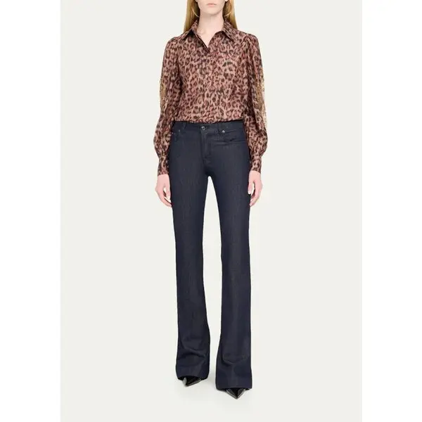 Kobi Halperin Lizzie Beaded Animal-print Blouse