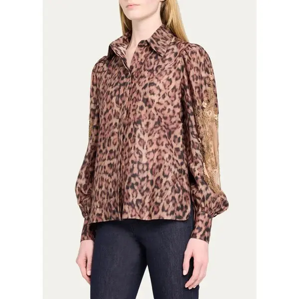 Kobi Halperin Lizzie Beaded Animal-print Blouse