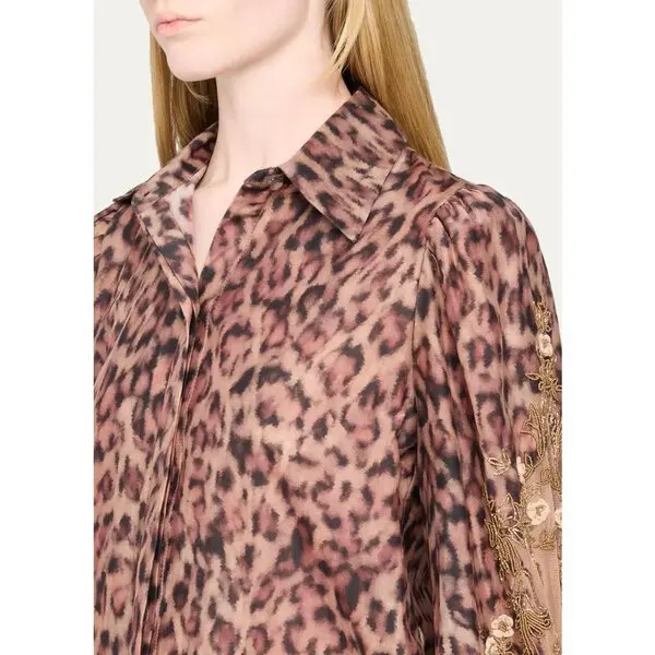 Kobi Halperin Lizzie Beaded Animal-print Blouse