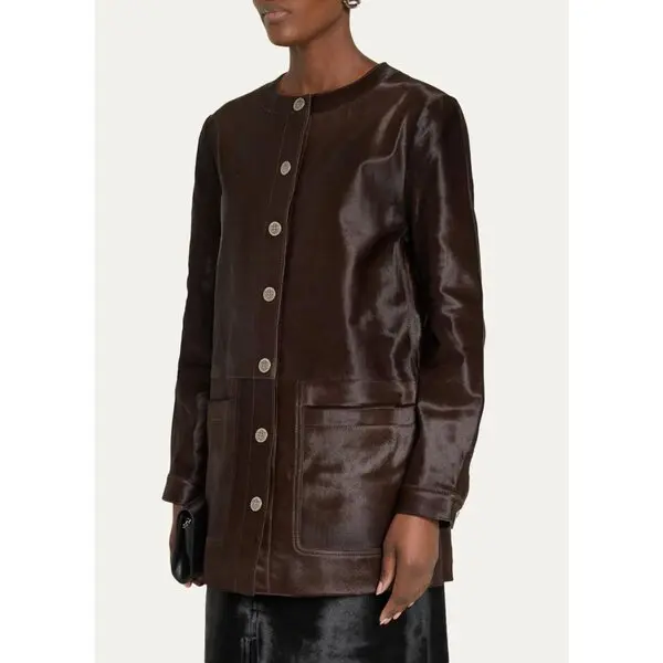 Kobi Halperin Lisa Leather & Calf Hair Button-front Coat