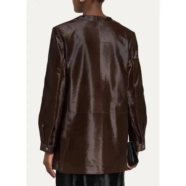 Kobi Halperin Lisa Leather & Calf Hair Button-front Coat