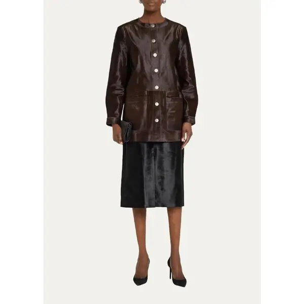 Kobi Halperin Lisa Leather & Calf Hair Button-front Coat